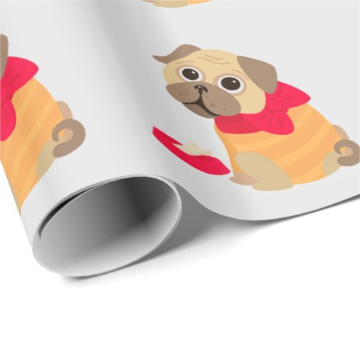 Pug Love adorable pug puppy dog Wrapping Paper | Zazzle