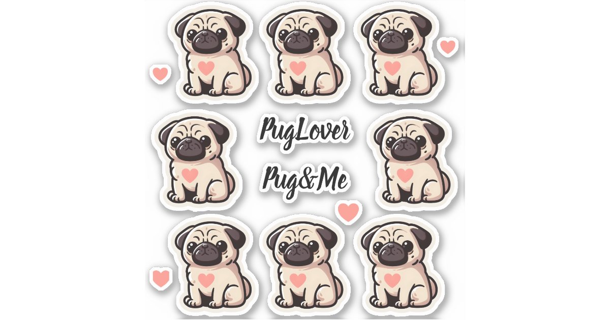 Pug&Me Set of Stickers | Zazzle
