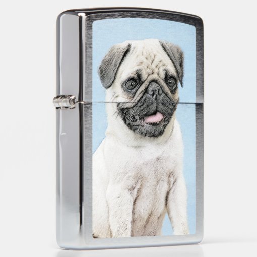 Pug Painting - Cute Original Dog Art Zippo Lighter | Zazzle
