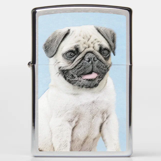 Pug Painting - Cute Original Dog Art Zippo Lighter | Zazzle