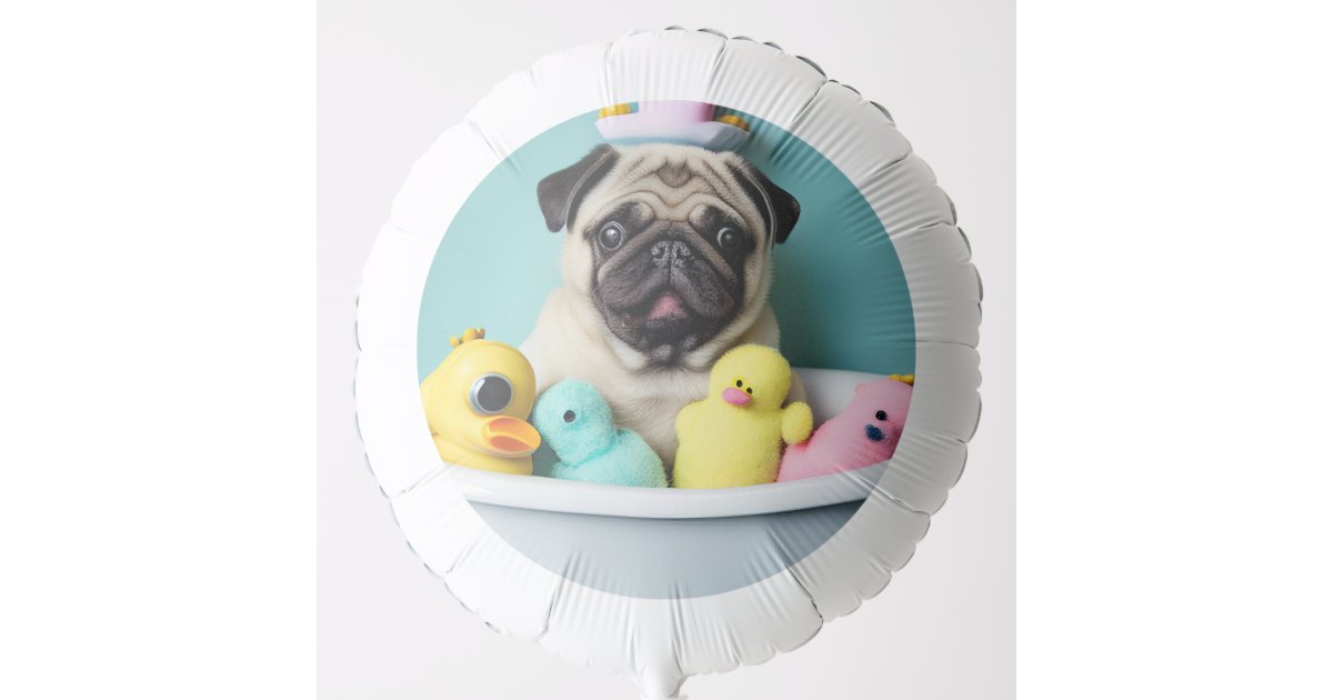 Pug Paradise: A Bathing Beauty in the Tub Balloon | Zazzle