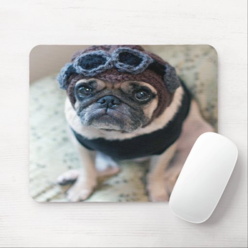Pug Pilot Mouse Pad | Zazzle