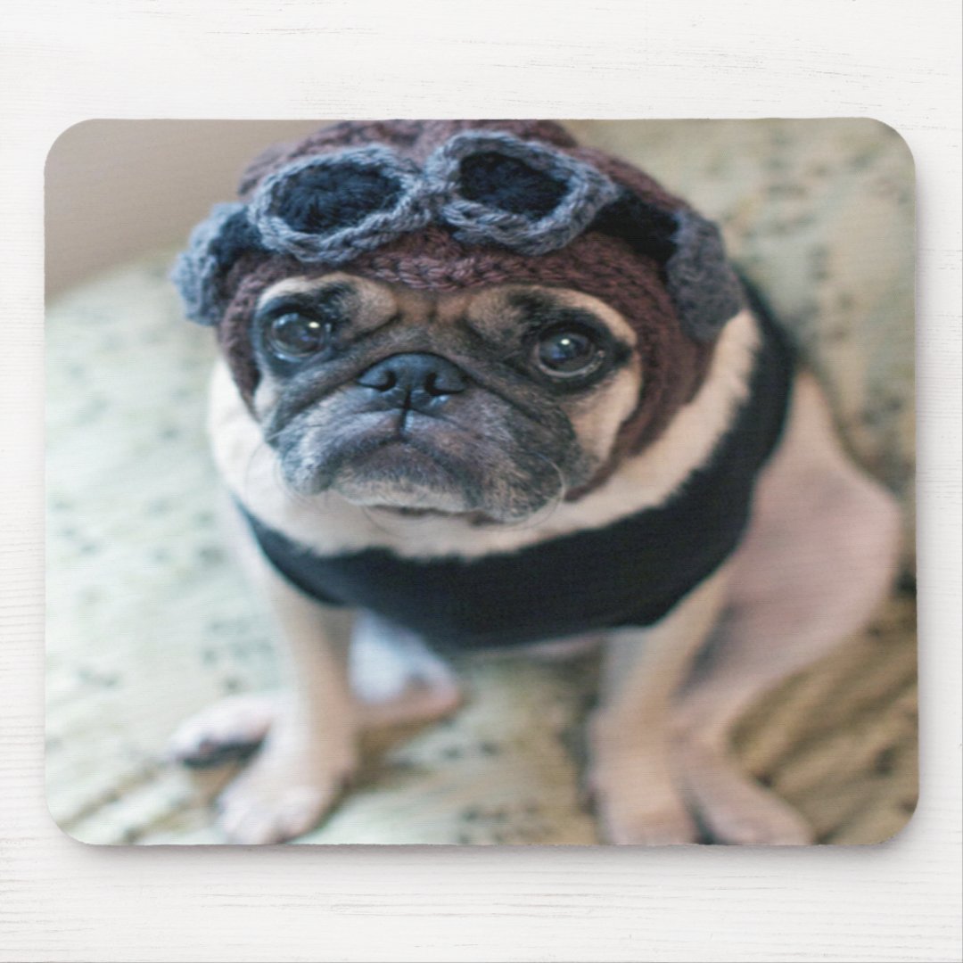 Pug Pilot Mouse Pad | Zazzle