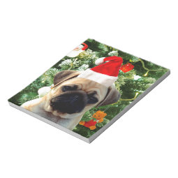 Pug Puppy Dog Christmas Tree Ornaments Snowman Notepad | Zazzle