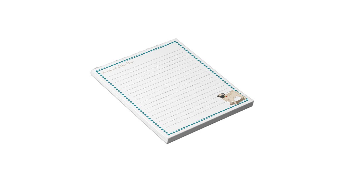Pug Roses Personalized lined Notepad | Zazzle