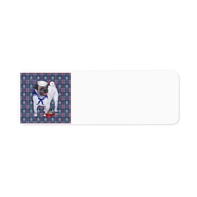 Pug Sailor Label | Zazzle