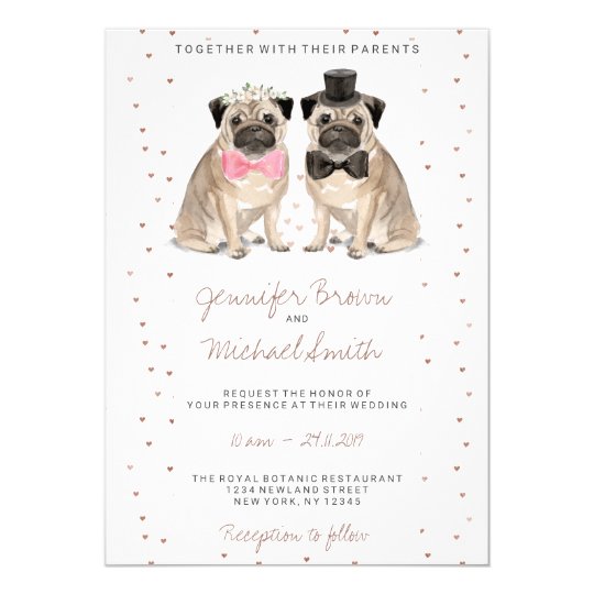 Pug watercolor wedding invitation | Zazzle.com