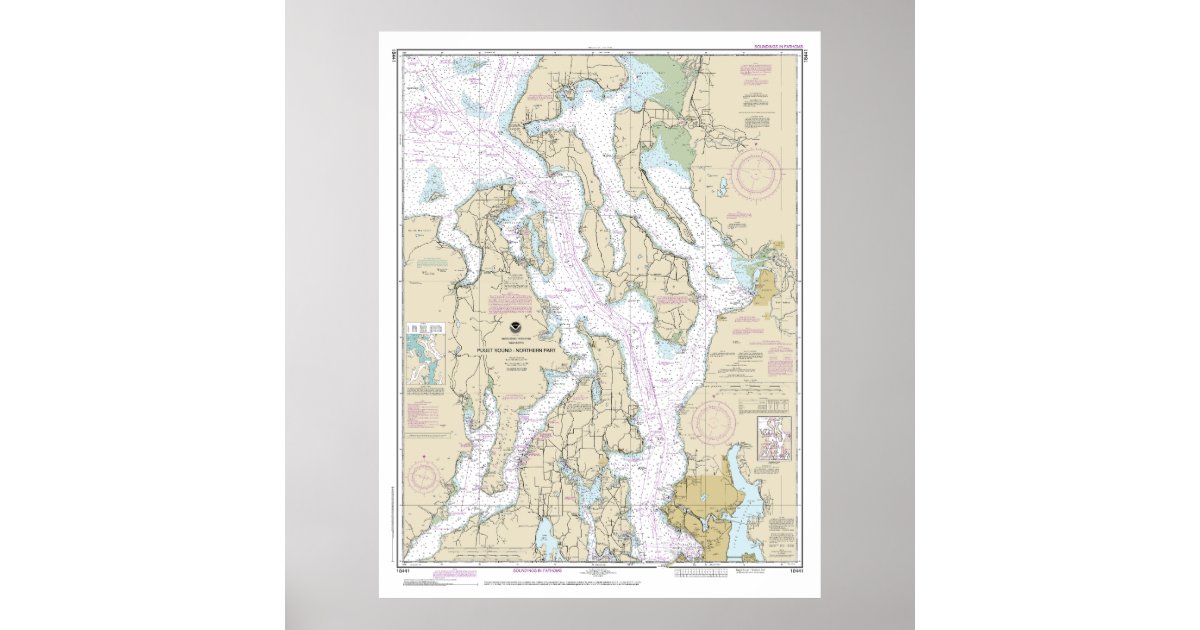 Puget Sound-Northern Part Nautical Chart 18441 | Zazzle