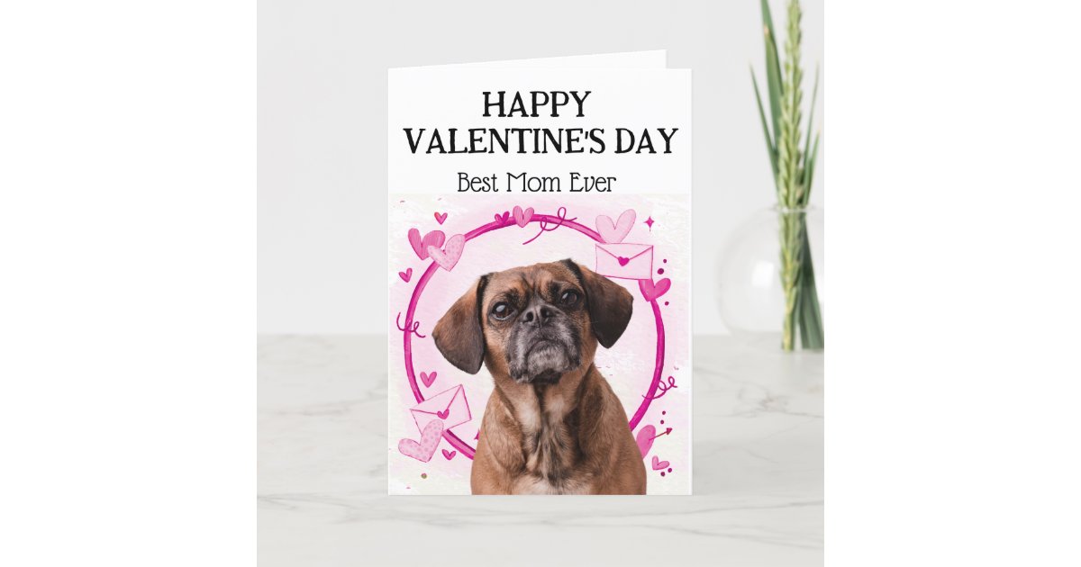Puggle Best Mom Custom Valentines Day Holiday Card | Zazzle