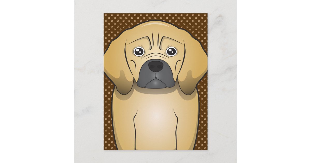 Puggle Dog Cartoon Paws Postcard | Zazzle