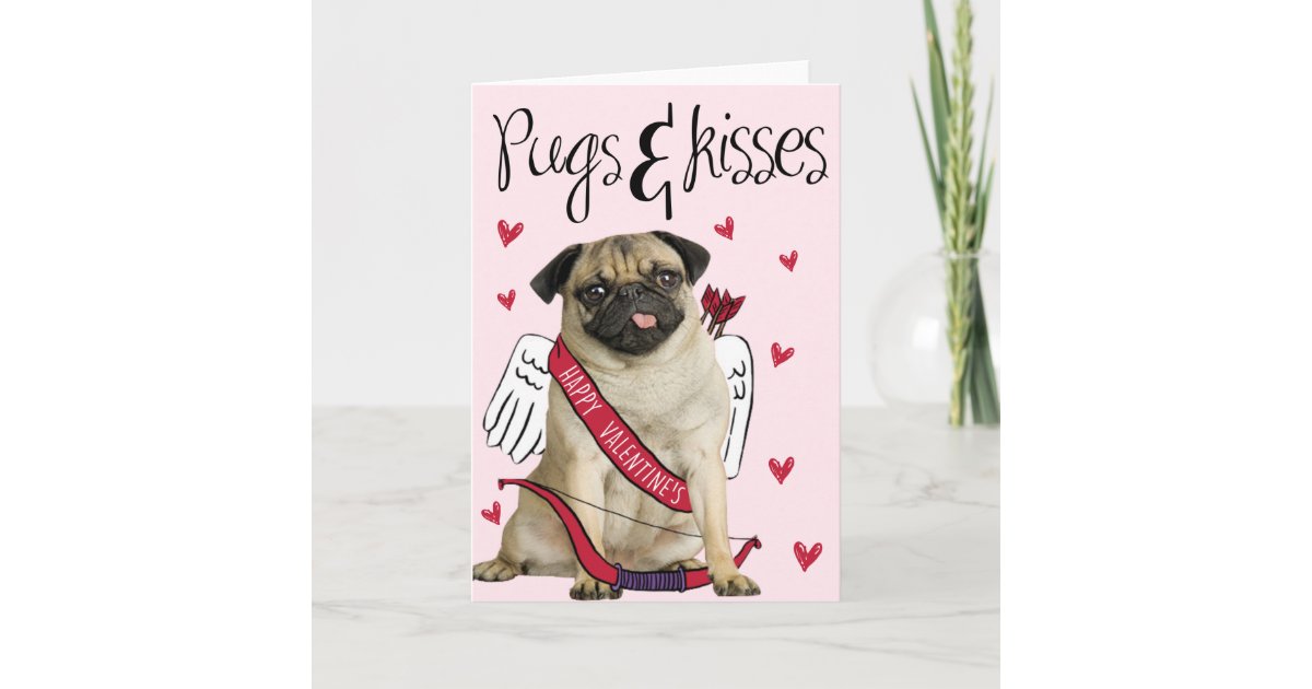 Pugs And Kisses Valentine's Day Card | Zazzle