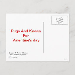 Pugs And Kisses Valentine's Day Postcard | Zazzle