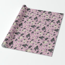 Pugs in Pink Wrapping Paper | Zazzle