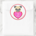 Pugs & Kisses Valentine's Day Classic Round Sticker | Zazzle