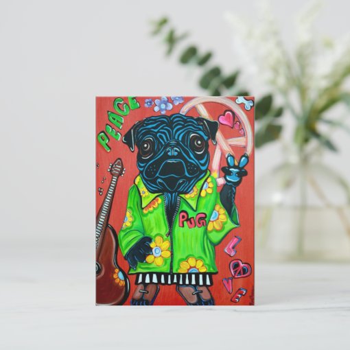 Pugs Love Peace Postcard | Zazzle