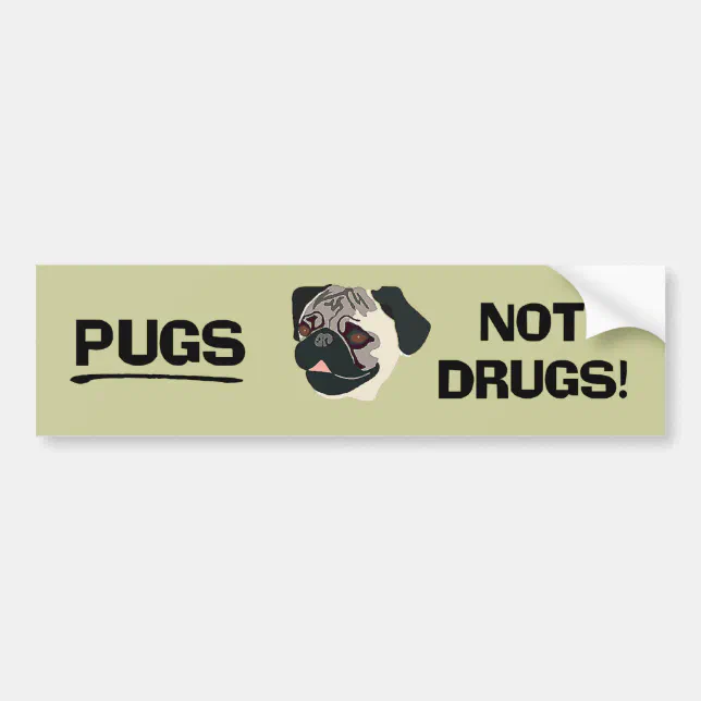 Pugs Not Drugs Bumper Sticker | Zazzle