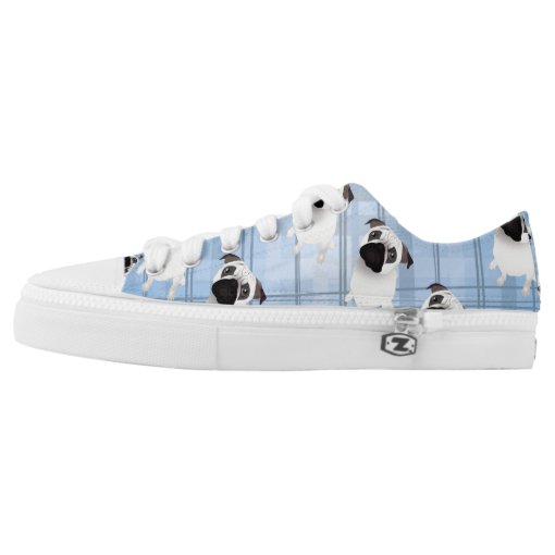Pugs on Blue PLaid Low-Top Sneakers | Zazzle
