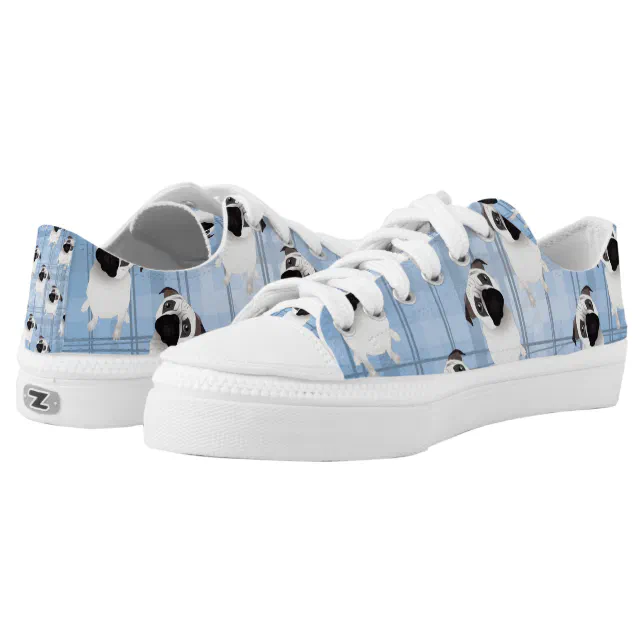 Pugs on Blue PLaid Low-Top Sneakers | Zazzle