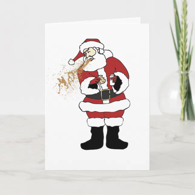 Puking Santa Christmas Card | Zazzle