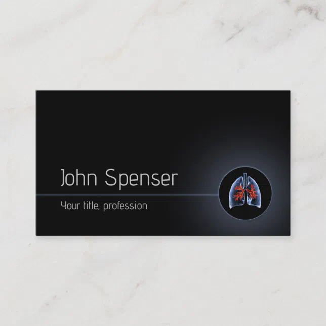 Pulmonary Doctor Simple Black Business Card | Zazzle
