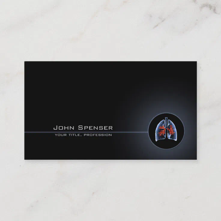 Pulmonary Doctor Simple Black Business Card | Zazzle