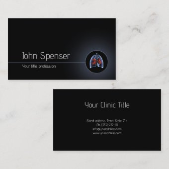 Pulmonary Doctor Simple Black Business Card | Zazzle