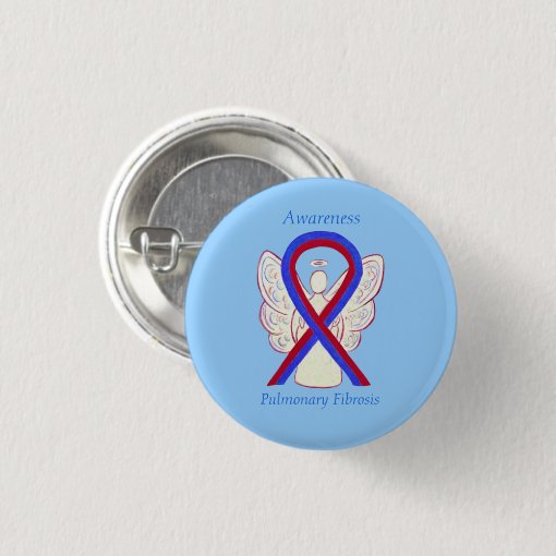 Pulmonary Fibrosis Awareness Ribbon Angel Buttons | Zazzle
