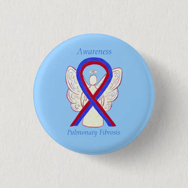 Pulmonary Fibrosis Awareness Ribbon Angel Buttons | Zazzle
