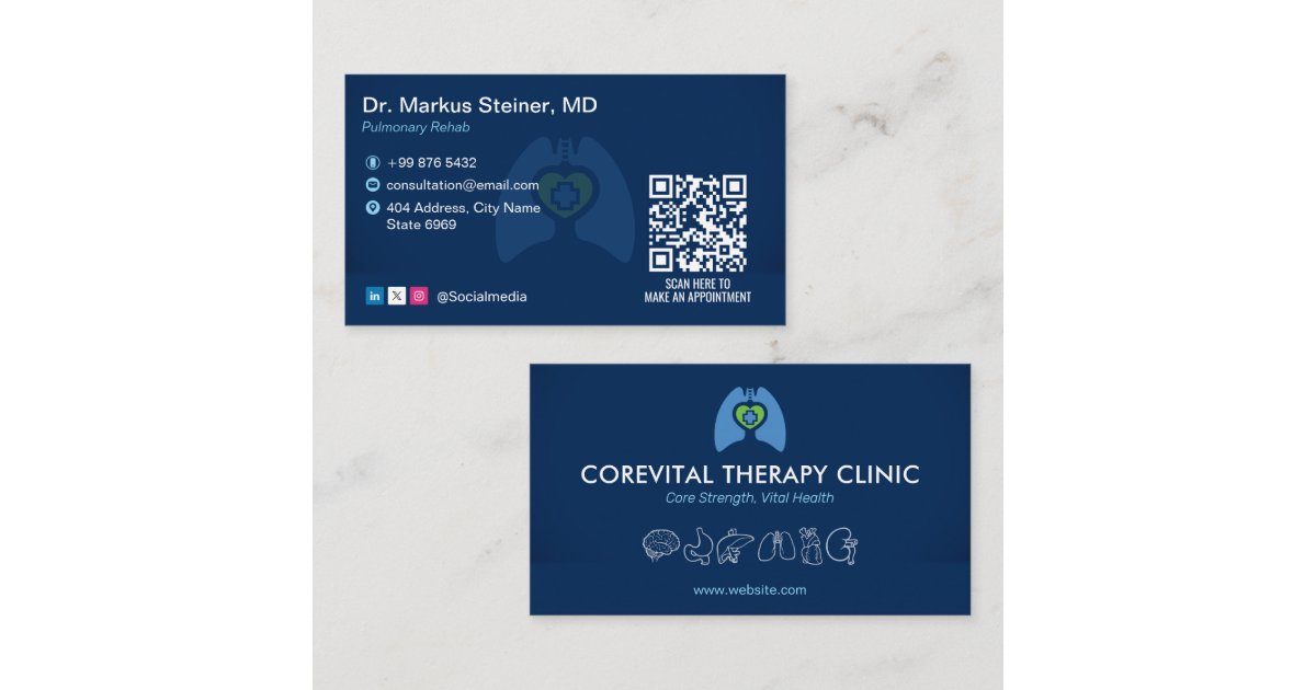 Pulmonary Rehab Business | Modern Blue Barcode Business Card | Zazzle