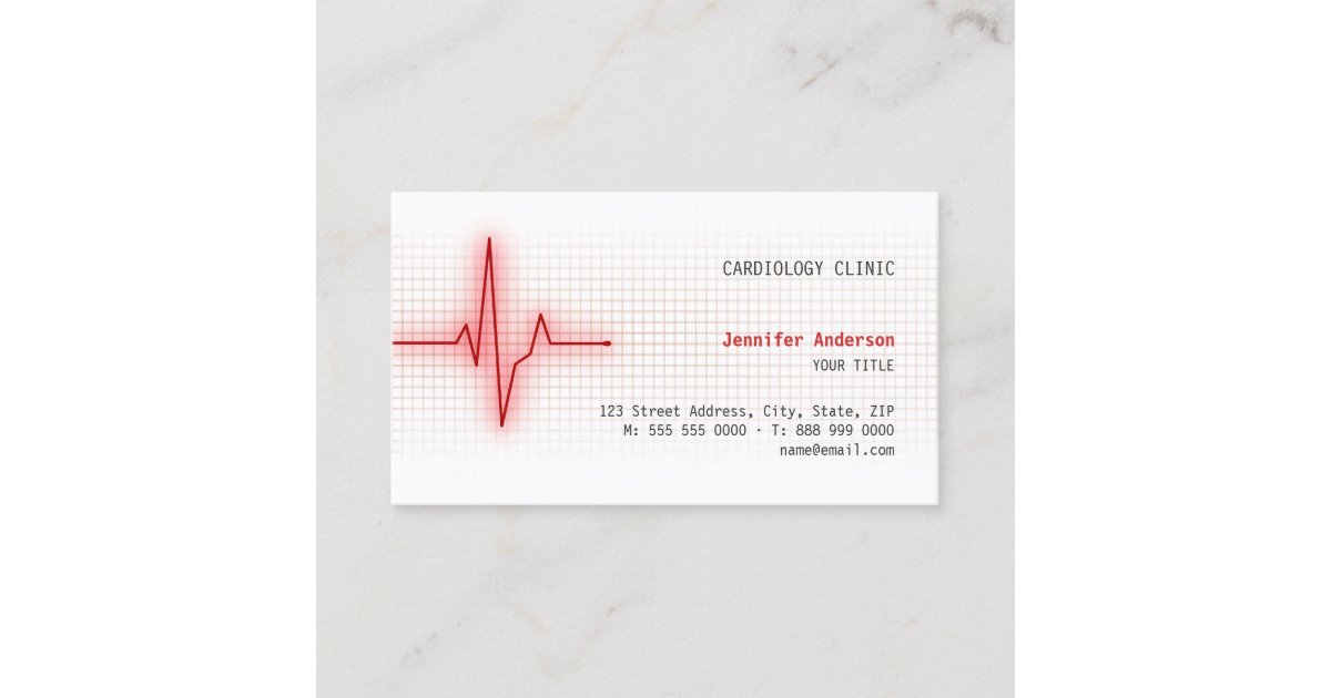 Pulse Heart Signal Cardiology business card | Zazzle
