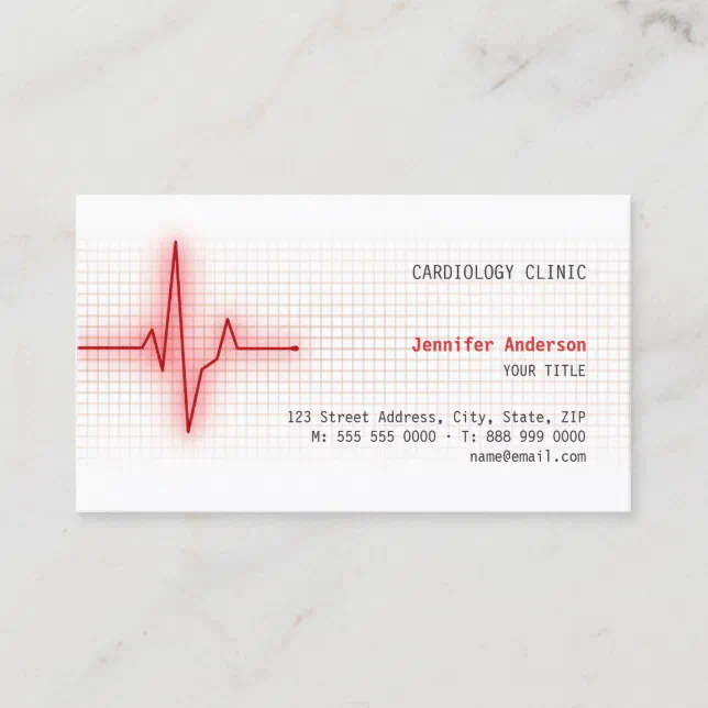 Pulse Heart Signal Cardiology business card | Zazzle