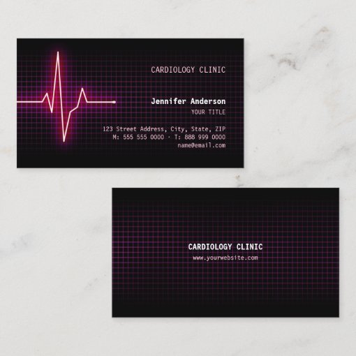 Pulse Heartbeat Cardiology business card | Zazzle