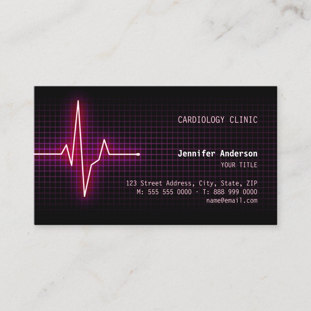Pulse Heartbeat Cardiology business card | Zazzle