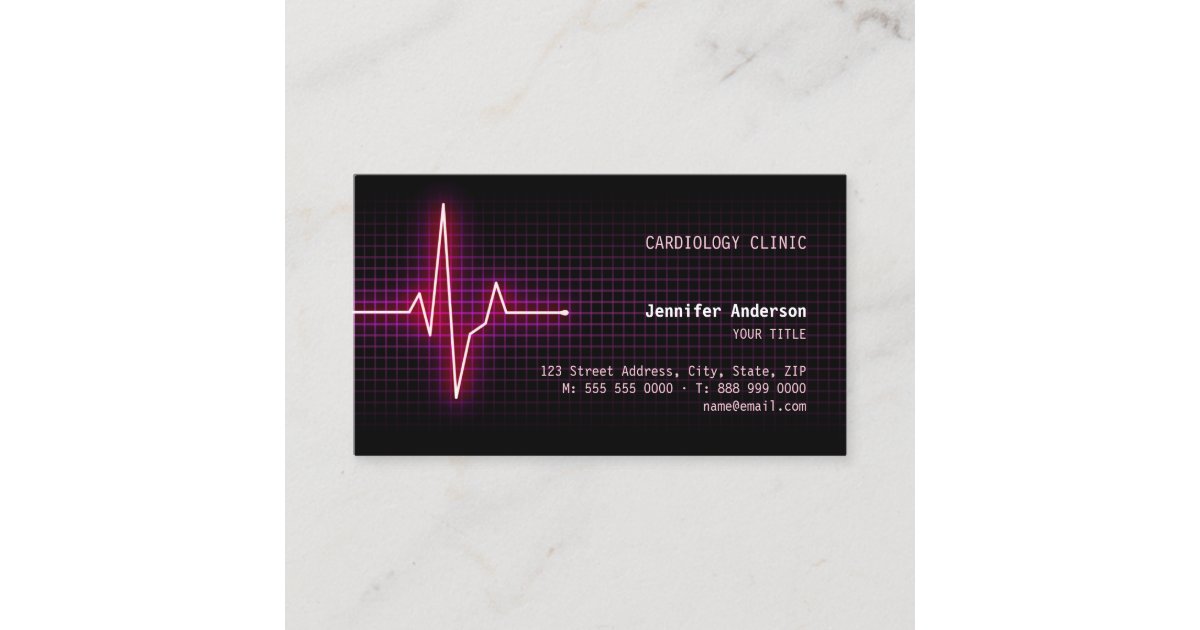 Pulse Heartbeat Cardiology business card | Zazzle