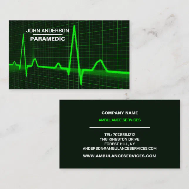 Pulse Rate Design, EMT, Paramedic Business Card | Zazzle