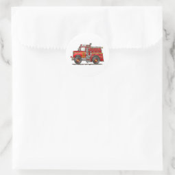 Pumper Rescue Fire Truck Firefighter Classic Round Sticker | Zazzle