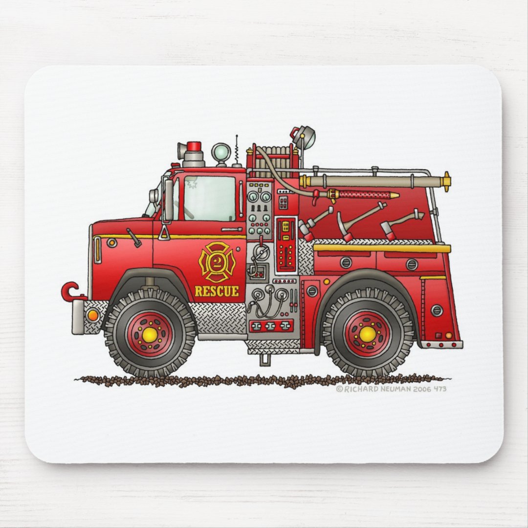 Pumper Rescue Fire Truck Firefighter Mouse Pad | Zazzle