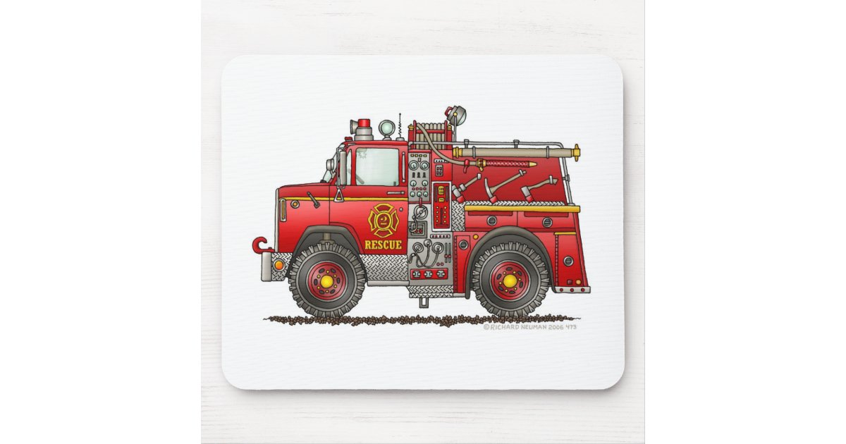 Pumper Rescue Fire Truck Firefighter Mouse Pad | Zazzle