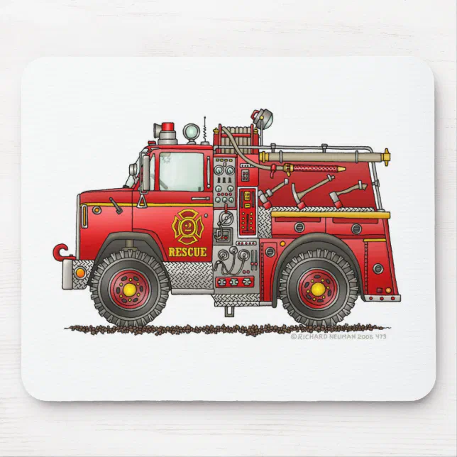Pumper Rescue Fire Truck Firefighter Mouse Pad | Zazzle