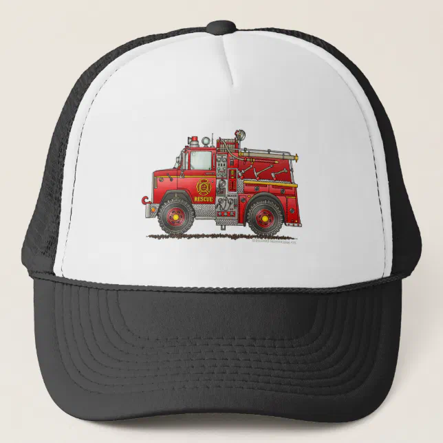 Pumper Rescue Fire Truck Firefighter Trucker Hat | Zazzle