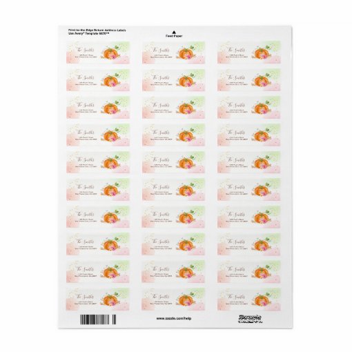 Pumpkin Address Labels Fall Autumn Gold Pink | Zazzle