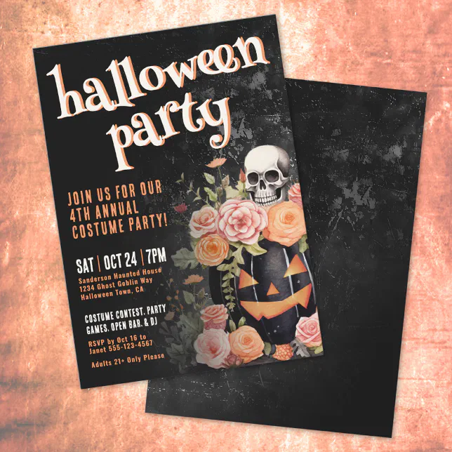 Pumpkin Annual Costume Halloween Party Invitation | Zazzle