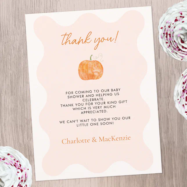 Pumpkin Autumn Fall Baby Shower Thank You Postcard | Zazzle