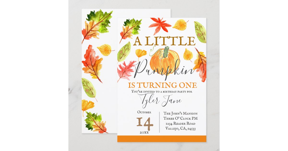 Pumpkin autumn fall kid birthday party invitation | Zazzle