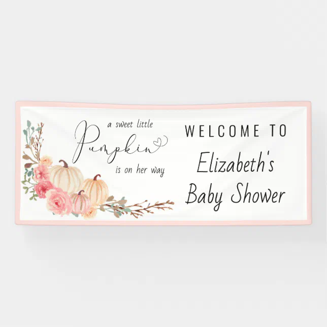 Pumpkin Baby Girl Shower Welcome Banner | Zazzle