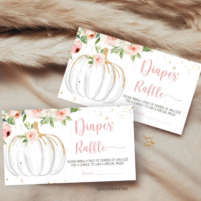 Pumpkin Baby Shower diaper raffle enclosure card | Zazzle