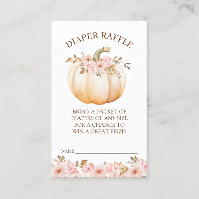 Pumpkin Baby Shower Diaper Raffle ticket Insert | Zazzle