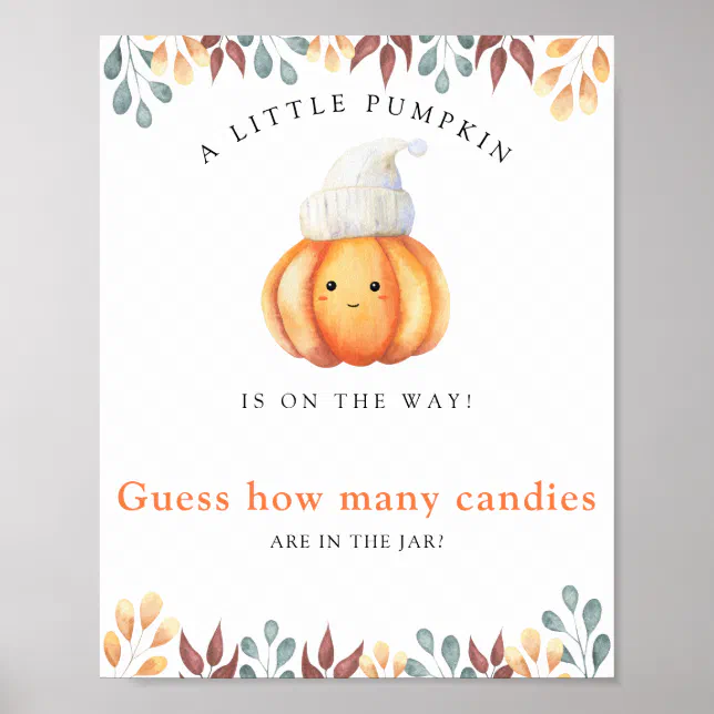 Pumpkin baby shower Guess how many candies Poster | Zazzle