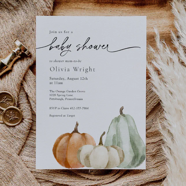 Pumpkin Baby Shower Invitation | Zazzle
