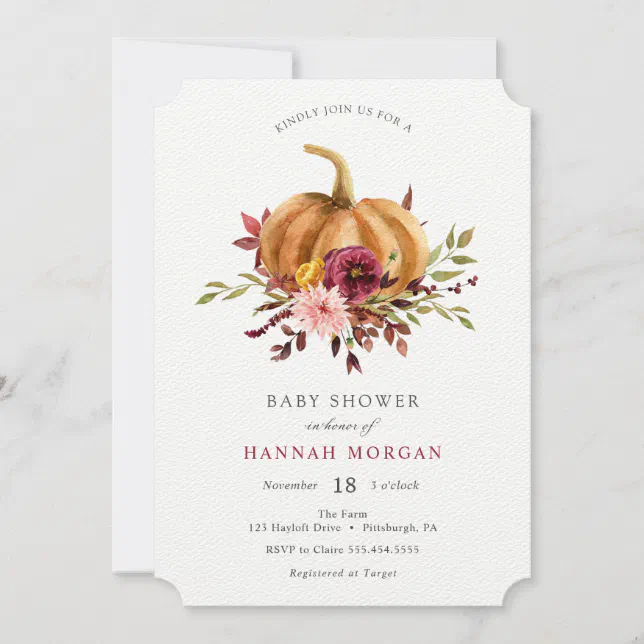 Pumpkin Baby Shower invitation | Zazzle